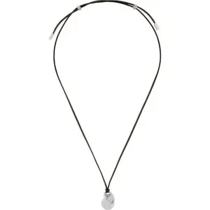 REISS Leather Cord Pendant Necklace - Silver Tone/brown
