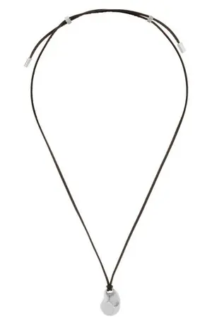 REISS Leather Cord Pendant Necklace - Silver Tone/brown