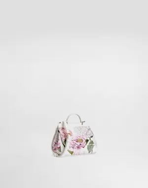 Dolce & Gabbana Hydrangeas-print Dauphine Calfskin Sicily Handbag