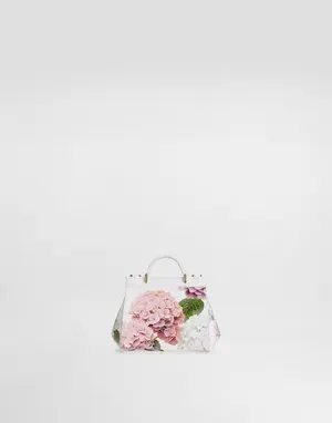 Dolce & Gabbana Hydrangeas-print Dauphine Calfskin Sicily Handbag