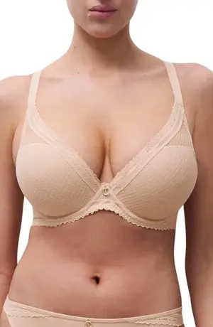 Chantelle Romance Underwire Plunge Contour Bra - Beige Blush