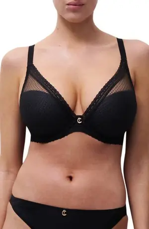 Chantelle Romance Underwire Plunge Contour Bra - Black