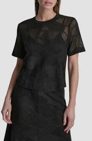 Dkny Croton Lace Top - Black