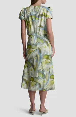 Dkny Abstract Print Voile Midi Dress