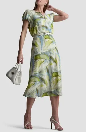 Dkny Abstract Print Voile Midi Dress