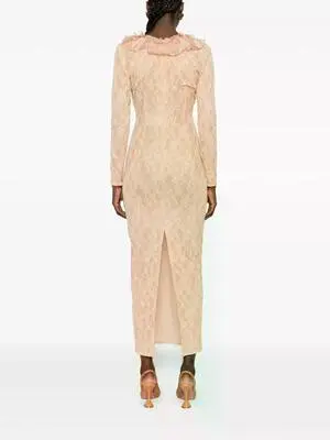 Alessandra Rich Ruffled Midi Dress - Neutrals