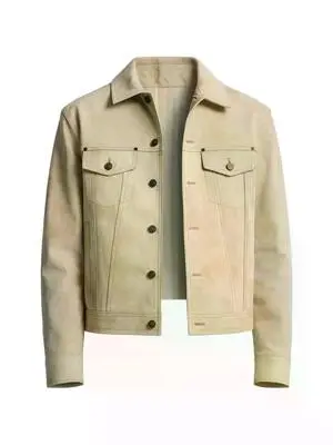 Dsquared2 Beige Leather Jacket With Button Fastening