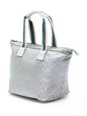Gucci Gg Canvas Web Tote Bag - Silver