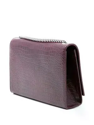 Saint Laurent Medium Croc Embossed Leather Monogram Kate Tassel Crossbody Bag