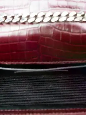 Saint Laurent Medium Croc Embossed Leather Monogram Kate Tassel Crossbody Bag