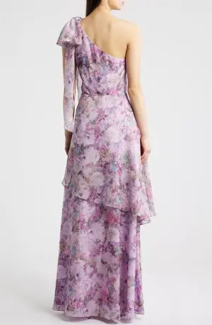 Lulus Amara Floral One-shoulder Gown - Lavender Floral
