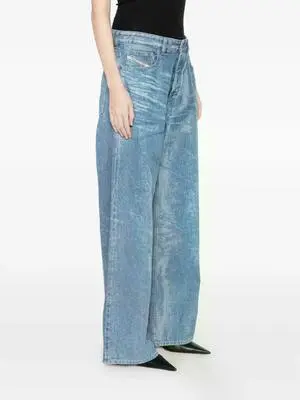 DIESEL® Logo Patch Wide Leg Jeans