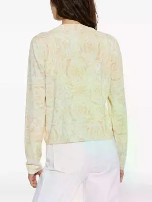 Versace Barocco Print Medusa Button Cardigan