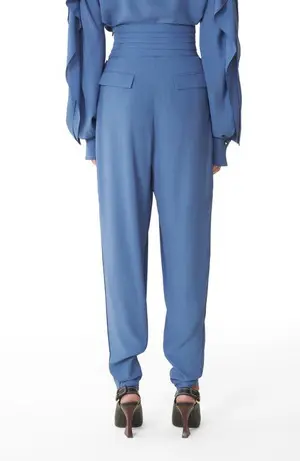 LANVIN Draped Crepe De Chine Pants - Jeanne Blue
