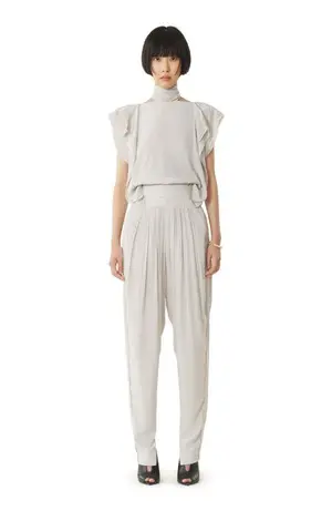 LANVIN Frilled Charmeuse Top - White