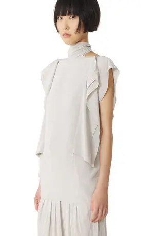 LANVIN Frilled Charmeuse Top - White