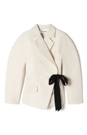 LANVIN White Belted Jacquard Jacket