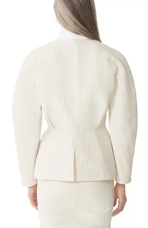 LANVIN White Belted Jacquard Jacket