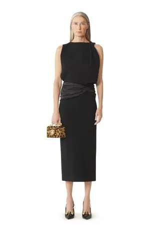 LANVIN Midi Dress In Jersey And Satin - Black