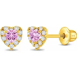 IN SEASON JEWELRY Heart Shaped Cubic Zirconia Stud Earrings - Pink