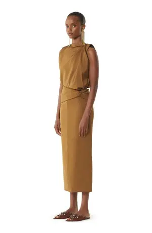 LANVIN Midi Dress In Viscose - Golden Brown