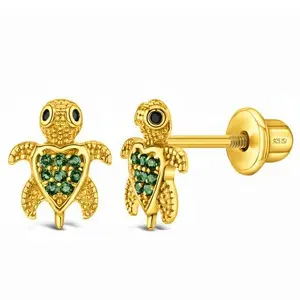 IN SEASON JEWELRY Turtle Stud Earrings - Green