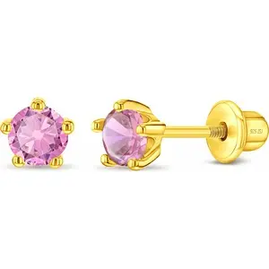 IN SEASON JEWELRY Prong Solitaire Stud Earrings - Pink
