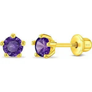IN SEASON JEWELRY Prong Solitaire Stud Earrings - Purple