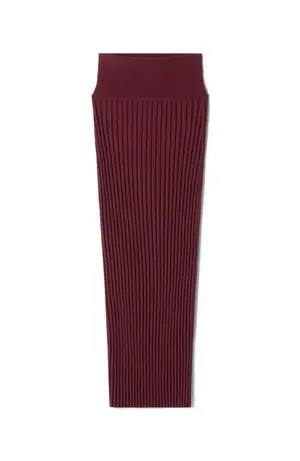 LANVIN Midi Ribbed Viscose Knit Pencil Skirt