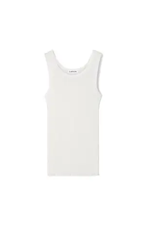 LANVIN Pleated Jersey Tank Top - White