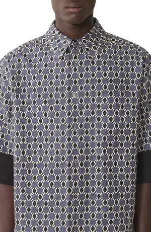 LANVIN Loose-fit Printed Cotton Shirt - Storm/black