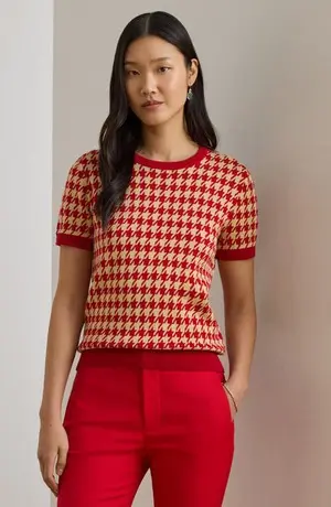 Ralph Lauren Houndstooth Short-sleeve Sweater