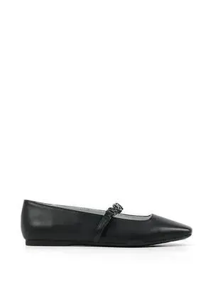 Karl Lagerfeld Leather Ballet Flats With Embellishment Strap