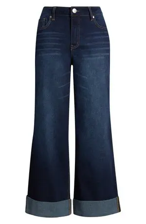 1822 Denim High Waist Rolled Cuff Slim Wide Leg Jeans - Xay
