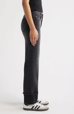 1822 Denim Cuffed Raw Hem Straight Leg Jeans