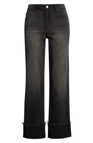 1822 Denim Cuffed Raw Hem Straight Leg Jeans