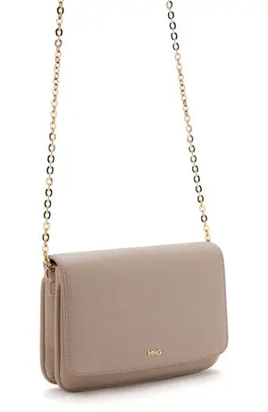 Mango Faux Leather Crossbody Bag - Off White