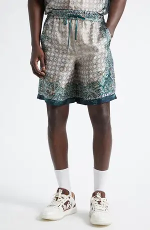 Amiri Monogram Bandana Print Silk Shorts - Multi Archived
