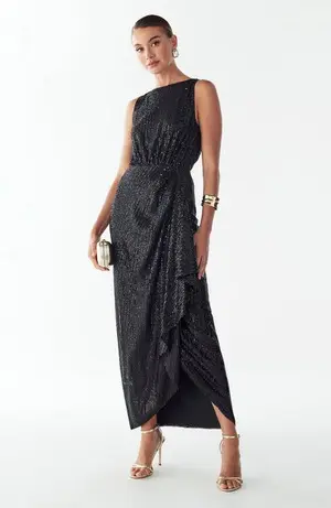 BWLDR Dewan Maxi Dress - Black Sequin