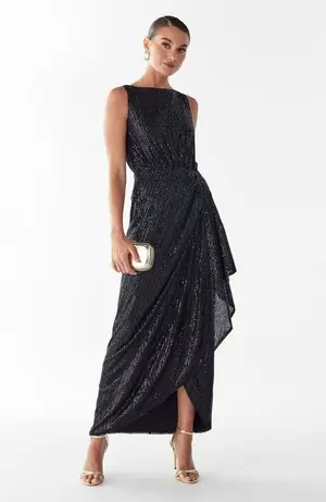 BWLDR Dewan Maxi Dress - Black Sequin