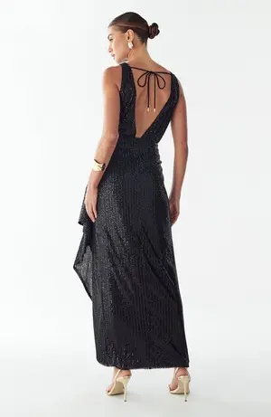 BWLDR Dewan Maxi Dress - Black Sequin