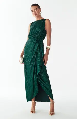 BWLDR Dewan Maxi Dress - Emerald Sequin