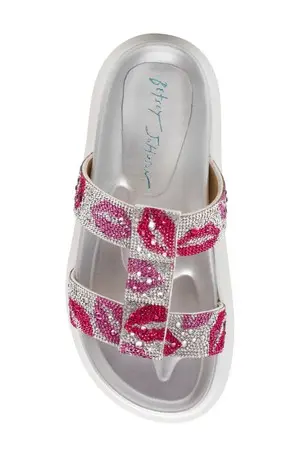 Betsey Johnson Billy Metallic Flatform Slide Sandal