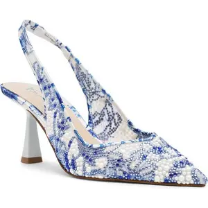 Betsey Johnson Clark Slingback Pump - White/blue Floral