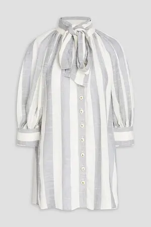 Zimmermann Pussybow Striped Gauze Blouse - Ivory