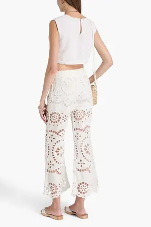 Zimmermann Broderie Anglaise Linen Flared Pants