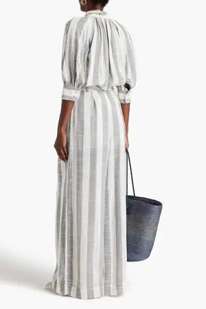 Zimmermann Belted Striped Gauze Wide-leg Pants