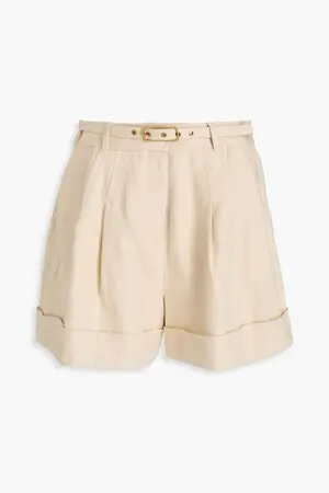 Zimmermann Belted Linen Shorts - Beige