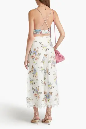 Zimmermann Lace-trimmed Floral-print Linen Culottes