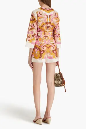 Zimmermann Belted Paisley-print Linen Shorts